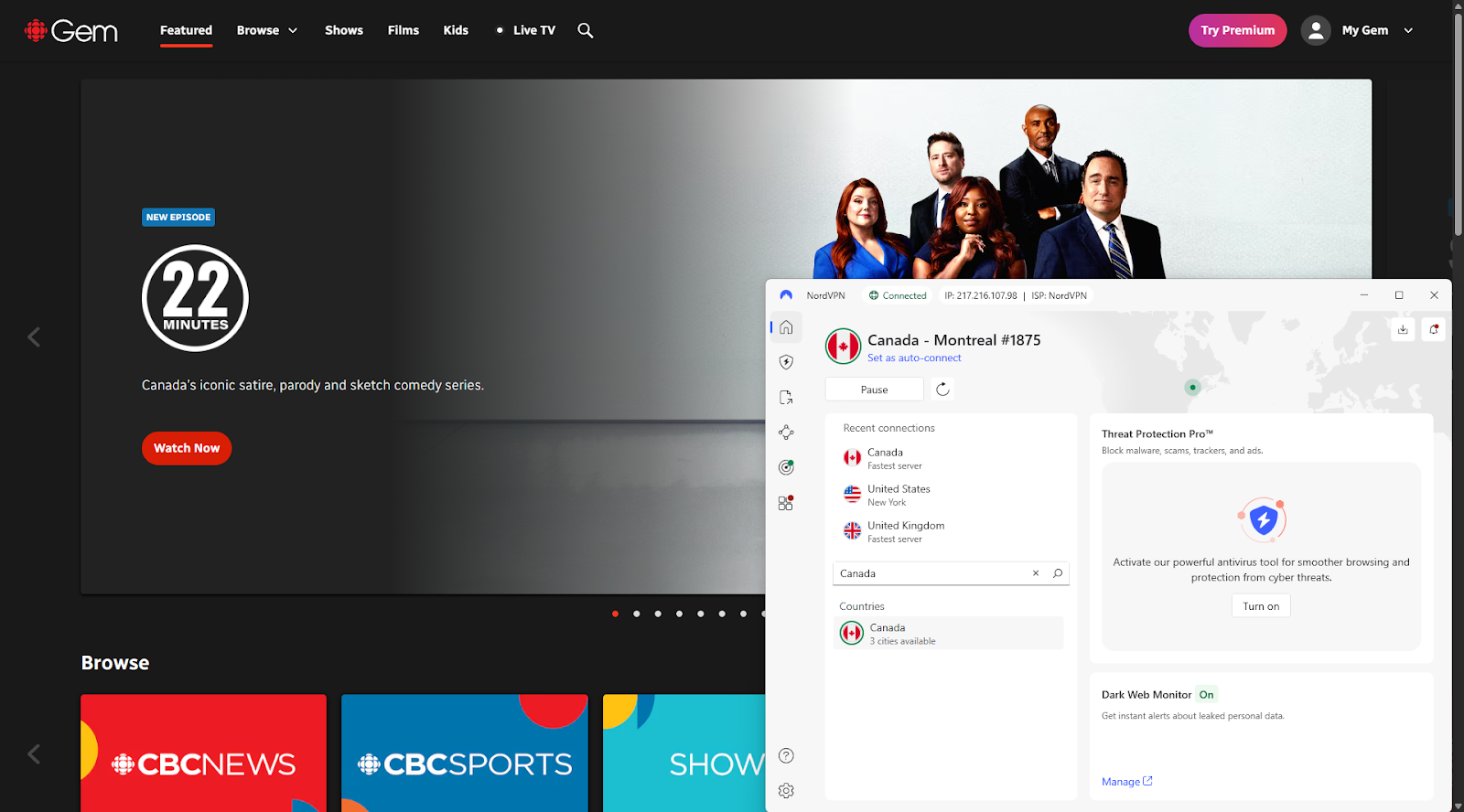 How to watch CBC Gem in the US in 2026 without restrictions